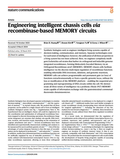 Pdf Engineering Intelligent Chassis Cells Via Recombinase Based