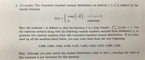 Solved 2 15 Marks The Truncated Standard Normal