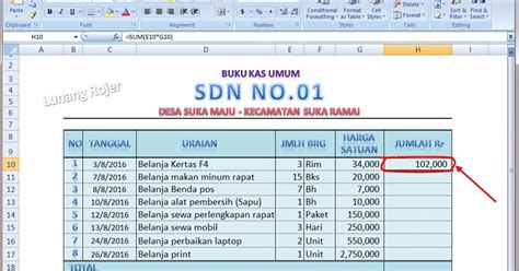 Lunang Rojer Cara Meng Copy Rumus Penjumlahan Di Msexcel