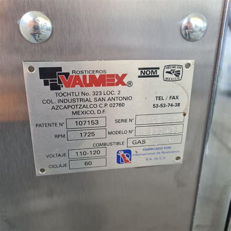 Horno Para Rostizar Pollos Marca Valmex Modelo 48eco Ace