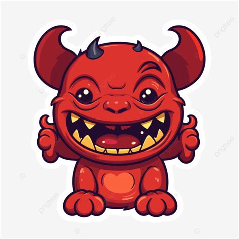 Cute Demon Sticker On A Gray Background Clipart Vector Sticker Design With Cartoon Cute Devil