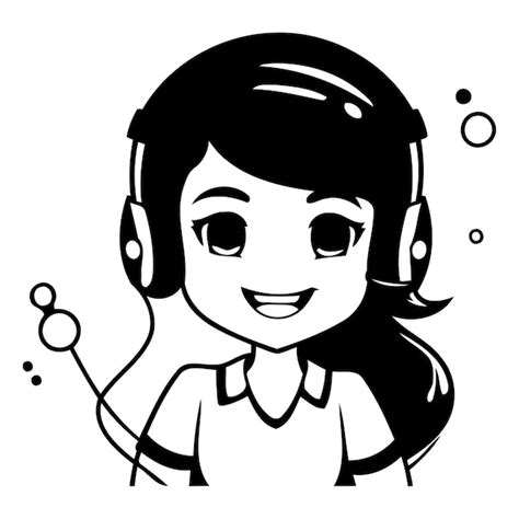 Premium Vector Girl Listening To Music With Headphones Vector