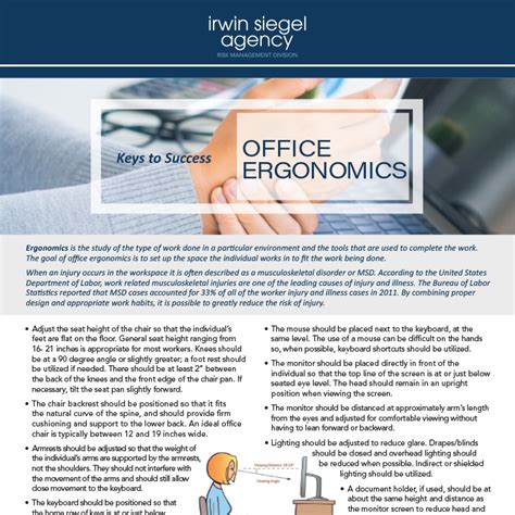 Office Ergonomics Risk Management — Irwin Siegel Agency