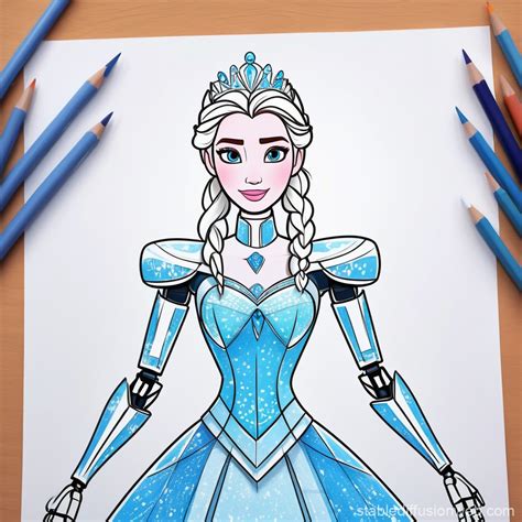 Robot Princess Elsa In The Frozen Drawing Stable Diffusion Online