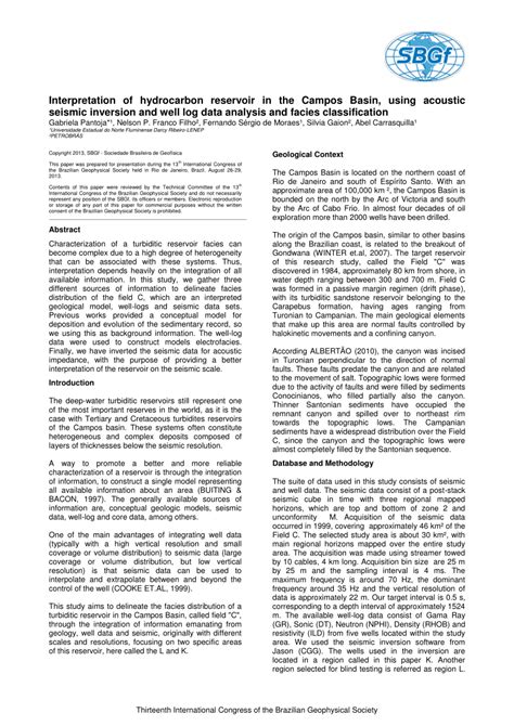 Pdf Interpretation Of Hydrocarbon Reservoir In The Campos Basin