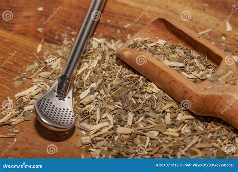 Yerba Mate Dried Leaves With Spoon Stock Image Image Of Leaves