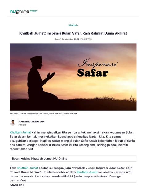 Khutbah Jumat Keutamaan Bulan Safar Pdf