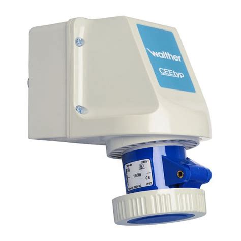Walther 119306 Wall Socket Ip67 16a 3p Blue Aa Jones Electric