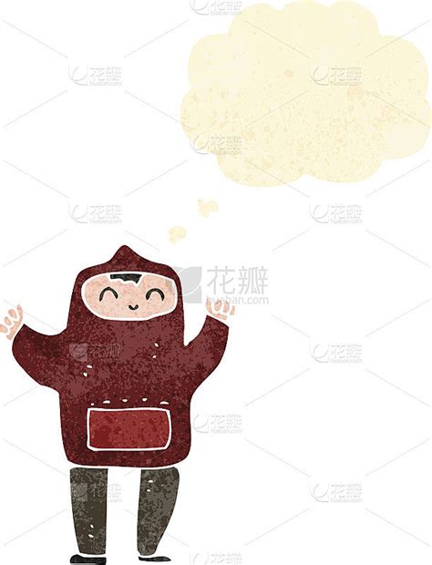 穿着兜帽上衣的复古卡通男孩