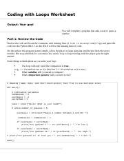 Coding With Loops Worksheet Rtf Coding With Loops Worksheet Output Your Goal You Will