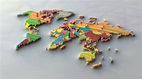 3d Render Icon 3d World Map With Highlighted Areas Showcasing