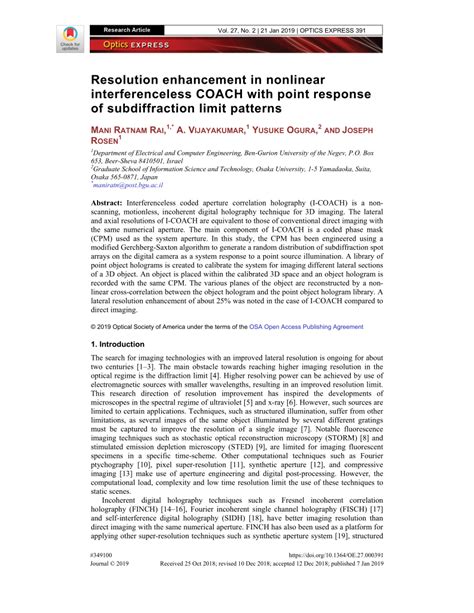 Pdf Resolution Enhancement In Nonlinear Interferenceless Coach With