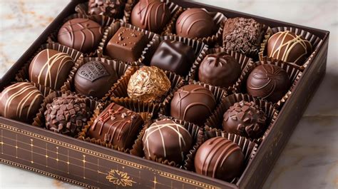 Premium Photo A Box Of Assorted Chocolates With Different Shapes And