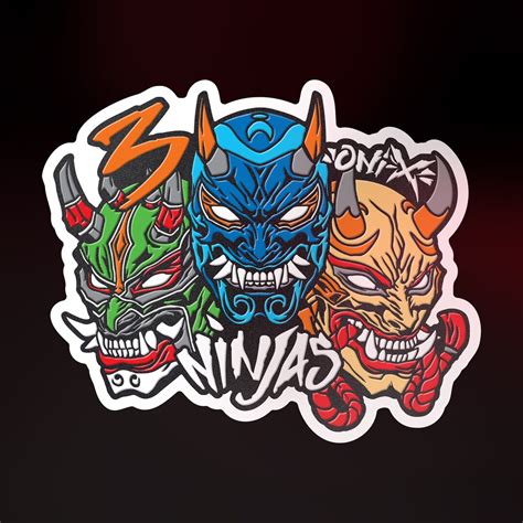 3 Ninjas Oni Masks Sticker Etsy
