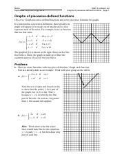 Graphs Of Piecewise Defined Functions Pdf Name September H Or G Math Problem
