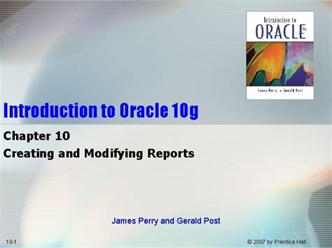 Introduction To Oracle 10 G Chapter 10 Creating