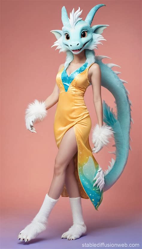 Anthro Furry Female Dragon With Digitigrade Legs In Modern Dress Prompt