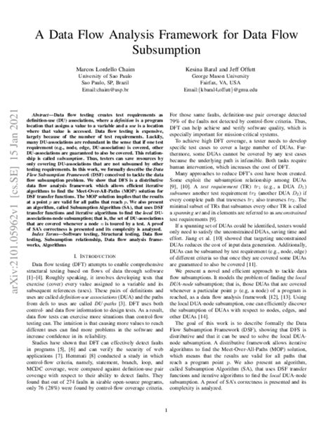 Pdf A Data Flow Analysis Framework For Data Flow Subsumption