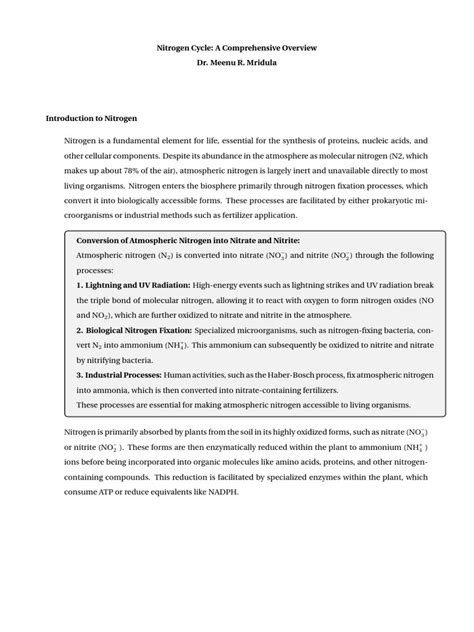 12nitrogencycle Pdf Nitrogen Nitrate