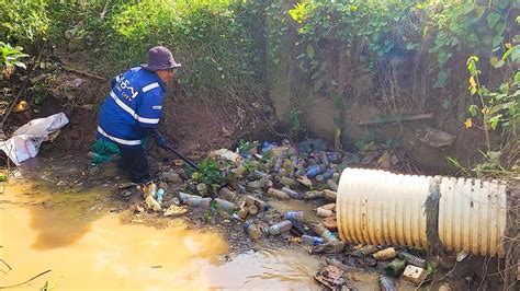 Unclogging Massive Clog From Debris Culverts Drain Unclogging Youtube