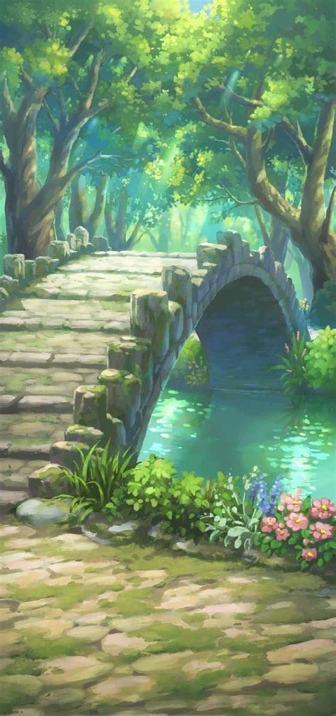 カインの実家近くの小川 風景 イラスト 幻想的なイラスト 美しい風景