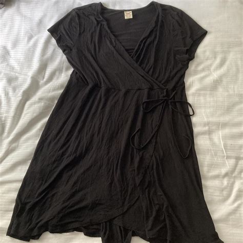 Faded Glory Black Wrap Dress Super Soft Material Depop