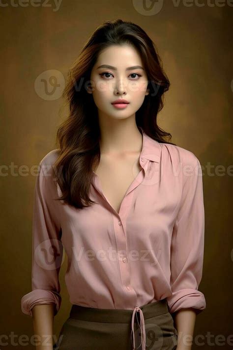 Ai Generated Young Korean Girl Model Beautiful Young Asian Woman With Perfect Skin Wearing