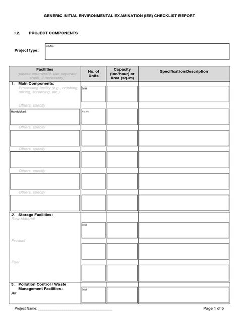 Generic Initial Environmental Examination Iee Checklist Report
