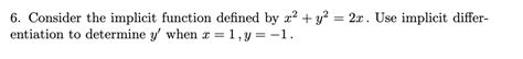 solved 6 consider the implicit function defined by