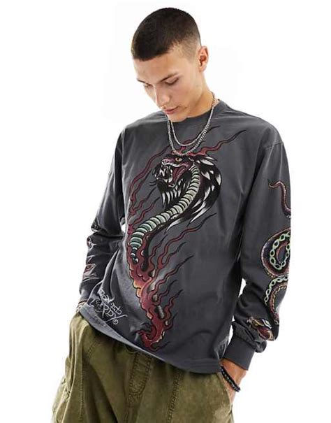 Ed Hardy Long Sleeve T Shirt With Venom Graphic Asos