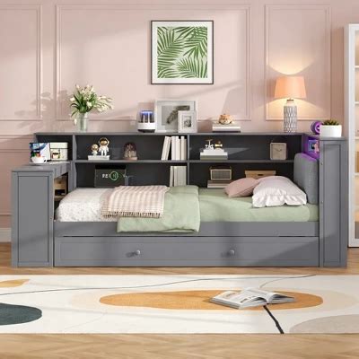 Luxystar Twin Size Wooden Platform Bed With Upholstered Headboard 8