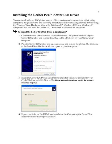 Installing The Gerber P2câ„¢ Plotter Usb Driver Gerber Scientific