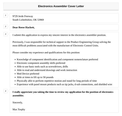 Electronics Assembler Cover Letter Velvet Jobs Electronics Assembler Cover Letter Velvet Jobs