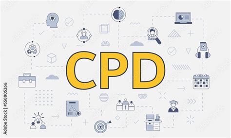 Cpd Continous Professional Development Concept With Icon Set With Big Word Or Text On Center