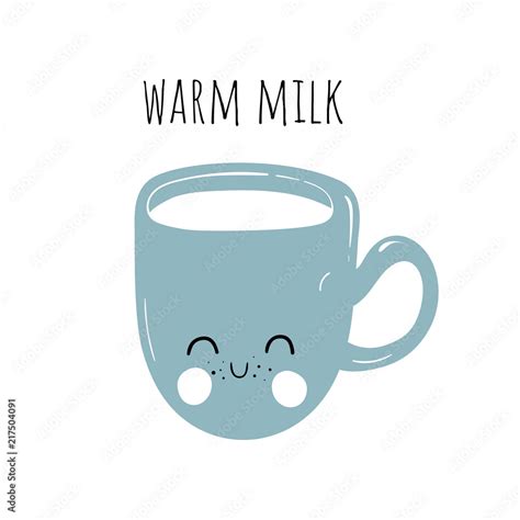 Vector Illustration Of Cute Cup Warm Milk Scandinavian Motives