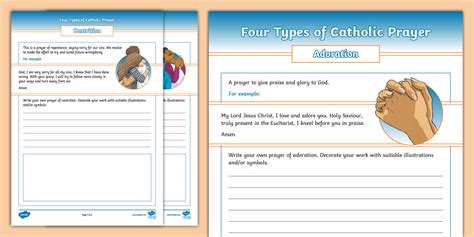 Four Types Of Catholic Prayer Activity Sheets Twinkl