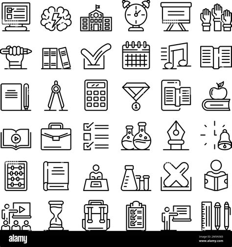 Lesson Icons Set Outline Set Of Lesson Vector Icons For Web Design