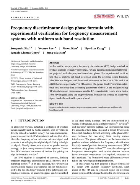 Frequency Discriminator Design Phase Formula With Experimental Verification For Frequency
