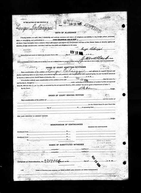 Seeking Naturalization Records Of Luigi Colaizzi And Giacinta Zappa
