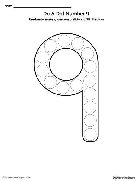 Do A Dot Number 9 Printable Worksheet Worksheet Number Nine Do A Dot Printable Activity Letter