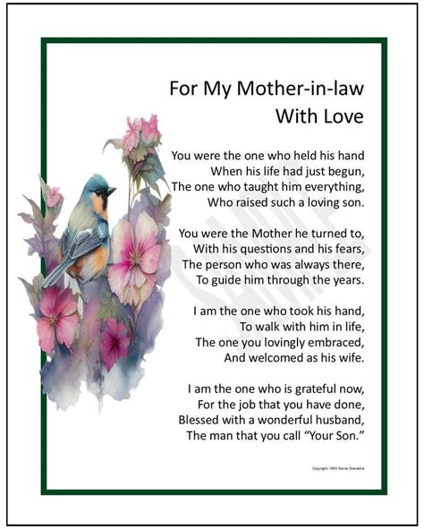 Mother In Law Birthday T Poem Mother In Law 75th 80th Birthday