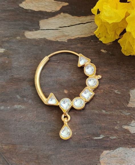 White Stone Small Nath For Pierced Nose Riana Jewellery Buy Online Fashion And Artificial