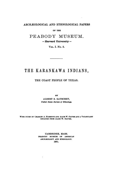 The Karankawa Indians The Coast People Of Texas Page Title Page