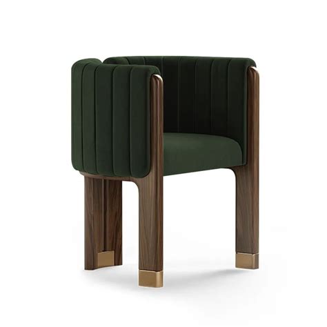 Homary Modern Wood Accent Chair Green Velvet Upholstered Arm Chair Set