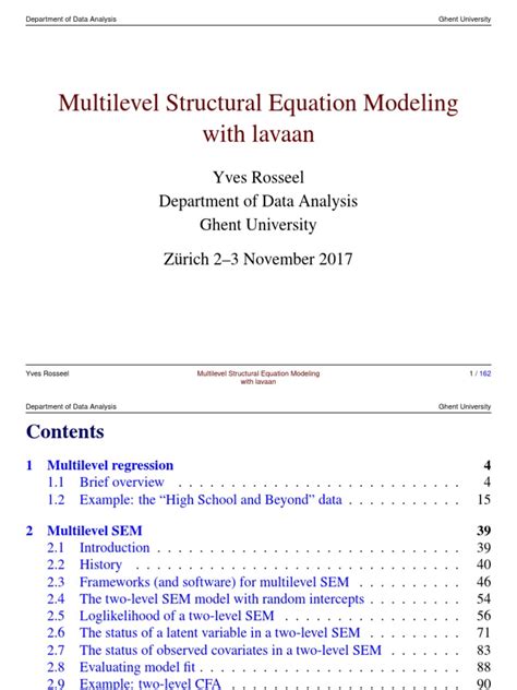 Lavaan Multilevel Zurich2017 Pdf Multilevel Model Structural Equation Modeling