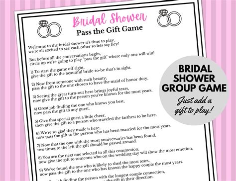Bridal Shower Pass The T Game Printable Bridal Shower Etsy