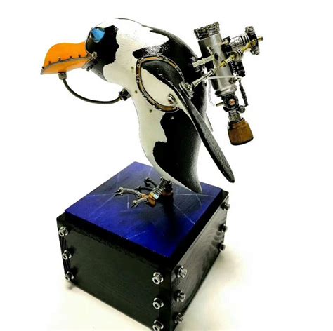Steampunk Diving Penguin Animals Sculpture Metal Assembled Model