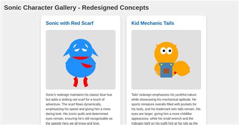 Sonic Character Gallery Redesigned Concepts
