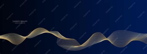 Premium Vector Vector Wave Dynamic Gold Lines Smooth Curve Gold Color On Blue Gradient