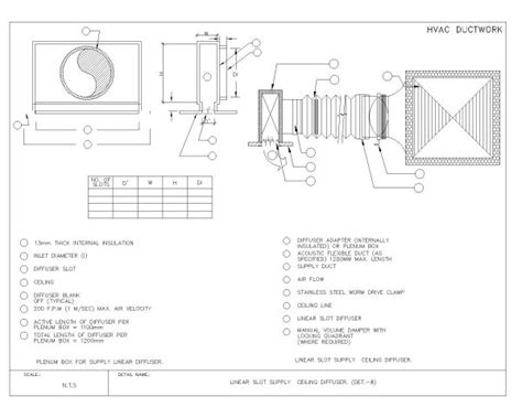Hvac Ductwork Linear Slot Supply Ceiling Diffuser Cad Block Dwg